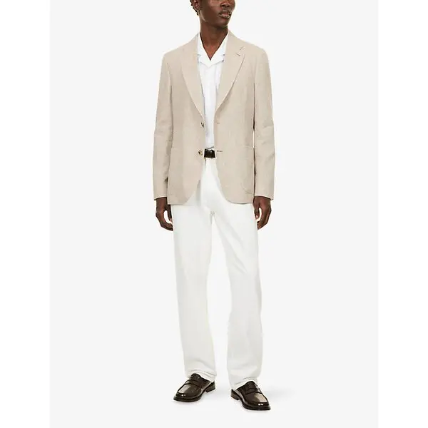 Paul Smith Single-breasted Linen And Silk-blend Blazer