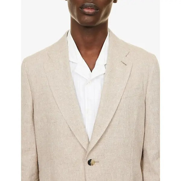 Paul Smith Single-breasted Linen And Silk-blend Blazer