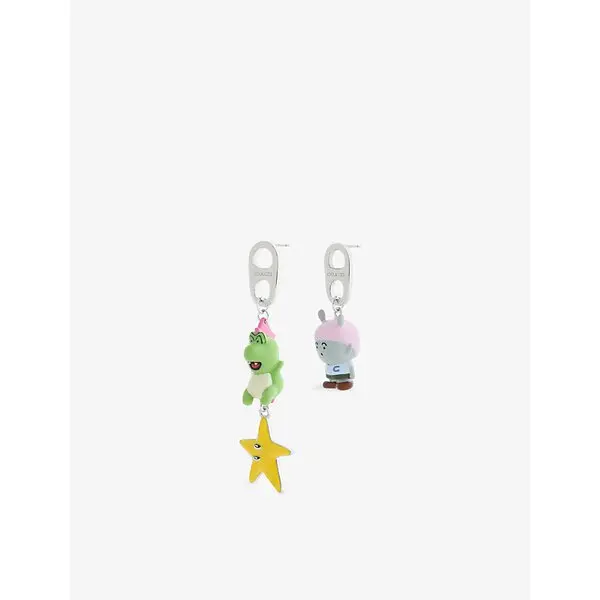 COACH Mismatched Charm Metal Earrings