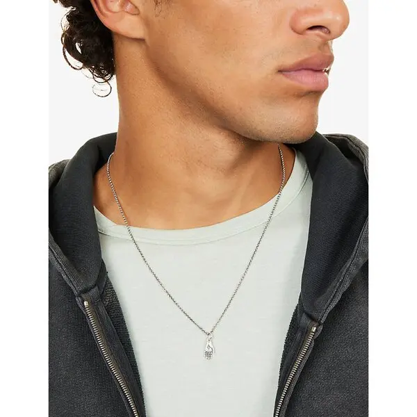 SERGE DENIMES Sterling Hand Pendant Necklace With Cubic Zirconia