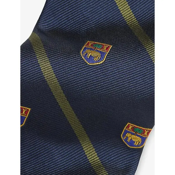 Polo Ralph Lauren Striped Crest-print Silk Neck Tie