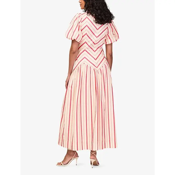 RO&ZO Willow Stripe-print Cotton Midi Dress