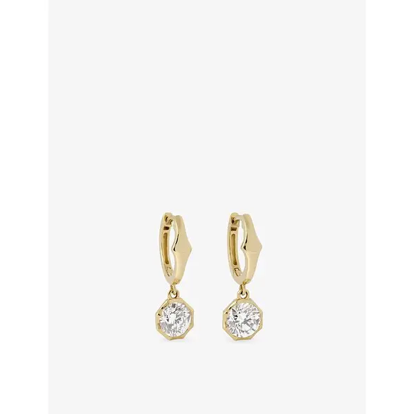 Astley Clarke 14ct Gold And 1ct Diamond Drop Huggie Earrings - Yellow Gold