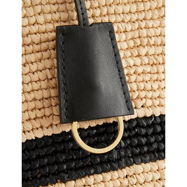 ANINE BING Leah Striped Raffia Hobo Bag