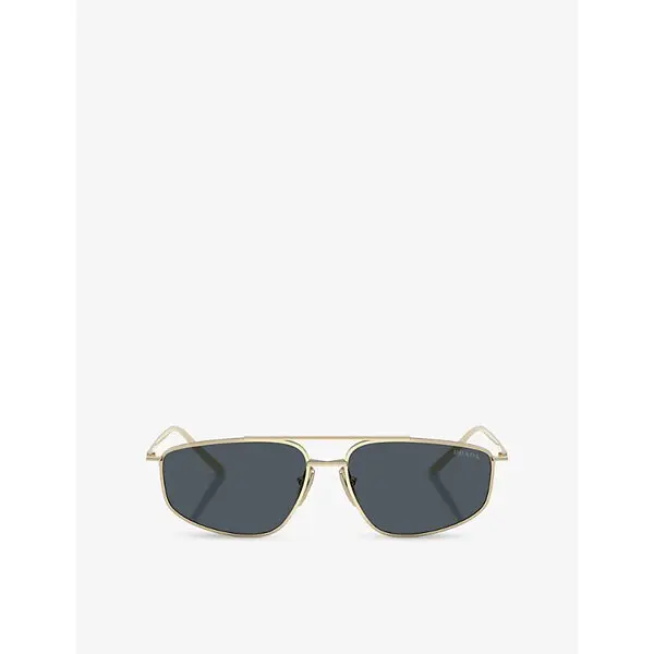 Prada Pillow-frame Metal Sunglasses - Gold