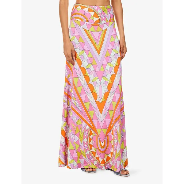 Emilio Pucci Printed Satin-jersey Maxi Skirt