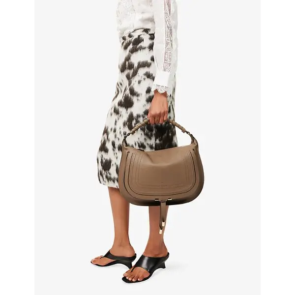 Chloé Marcie Leather Shoulder Bag - Deep Taupe