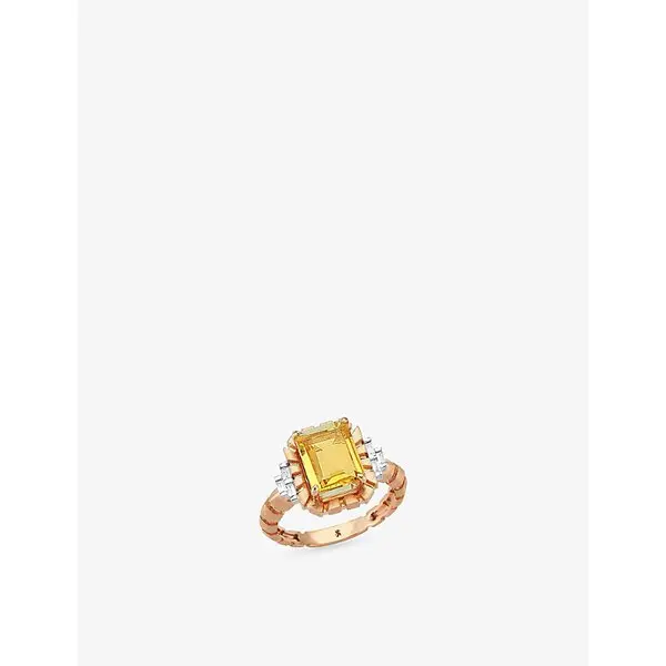 LA MAISON COUTURE Selda 14ct Rose-gold Citrine And Diamond Ring - Yellow