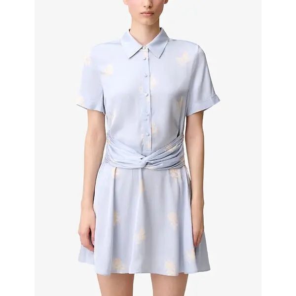 Claudie Pierlot Floral-print Satin Mini Dress