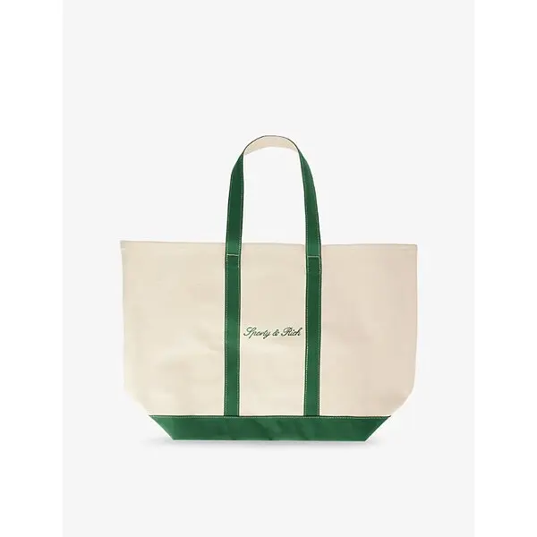 SPORTY & RICH Large Canvas Tote Bag With Embroidered Logo