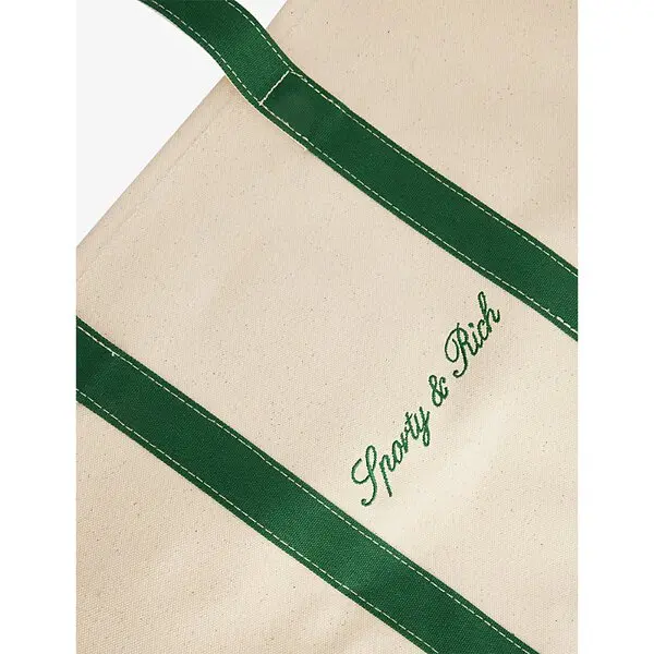SPORTY & RICH Large Canvas Tote Bag With Embroidered Logo