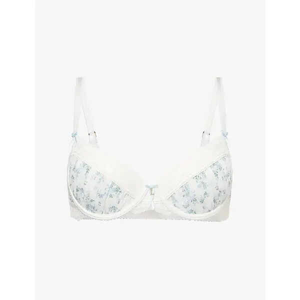 Lounge Delilah Balcony Lace Bra - White Floral