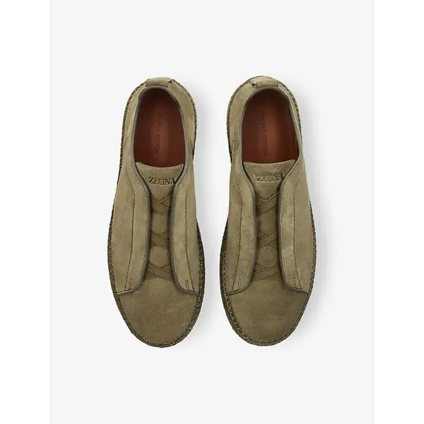Zegna Triple Stitch Suede Espadrilles - Mid Green