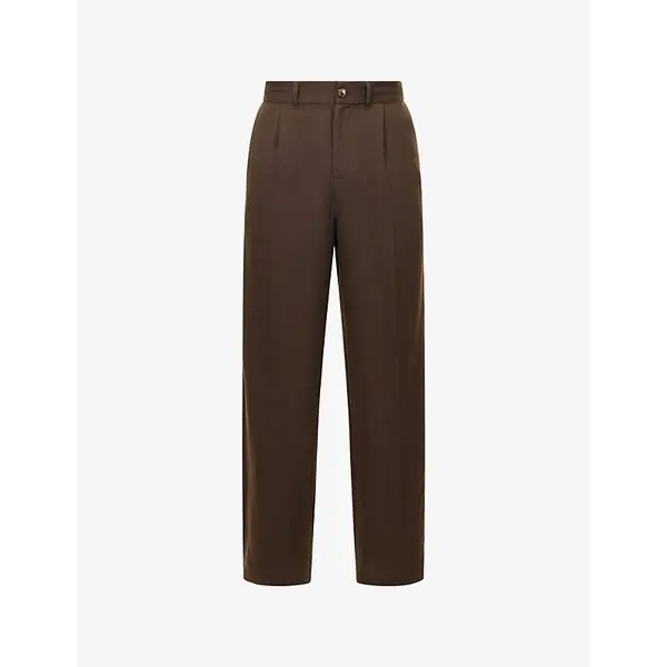RAITH Helio Pleated Relaxed-fit Woven Trousers - Brown