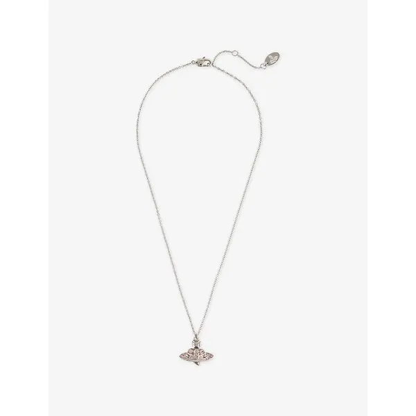 VIVIENNE WESTWOOD Diamante Heart Metal Pendant Necklace - Plat Vint Rse Lght Rose