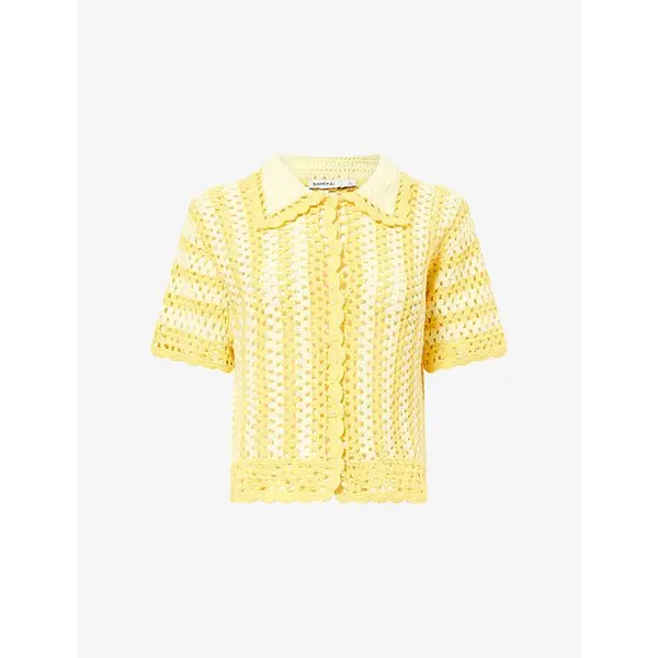 Simkhai Stanton Crochet Camp Shirt - Buttercream Mango
