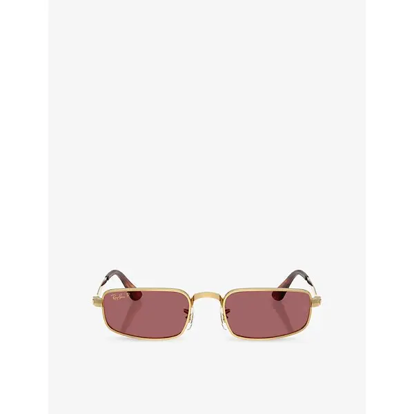 Ray-ban Rectangle Frame Metal Sunglasses - Gold