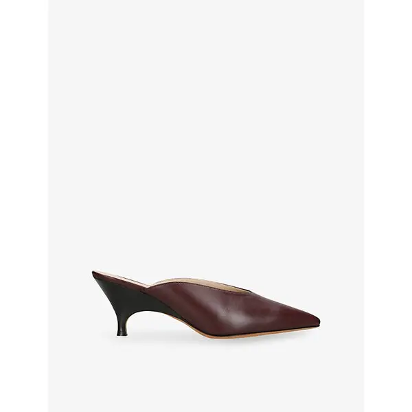 Le Monde Beryl Petra Heeled Leather Mules - Wine
