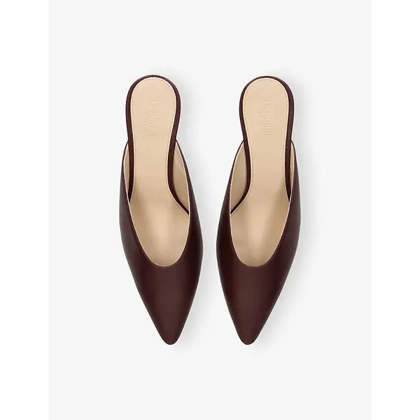Le Monde Beryl Petra Heeled Leather Mules - Wine