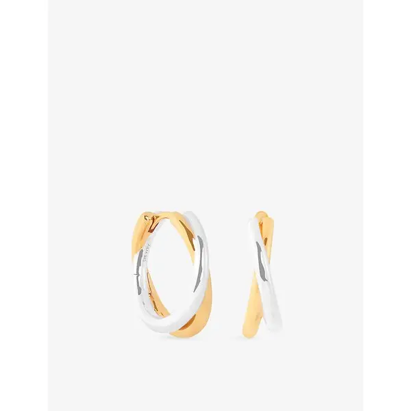 ASTRID & MIYU Illusion Twist Huggie Hoop Earrings - 18ct Gold & Rhodium