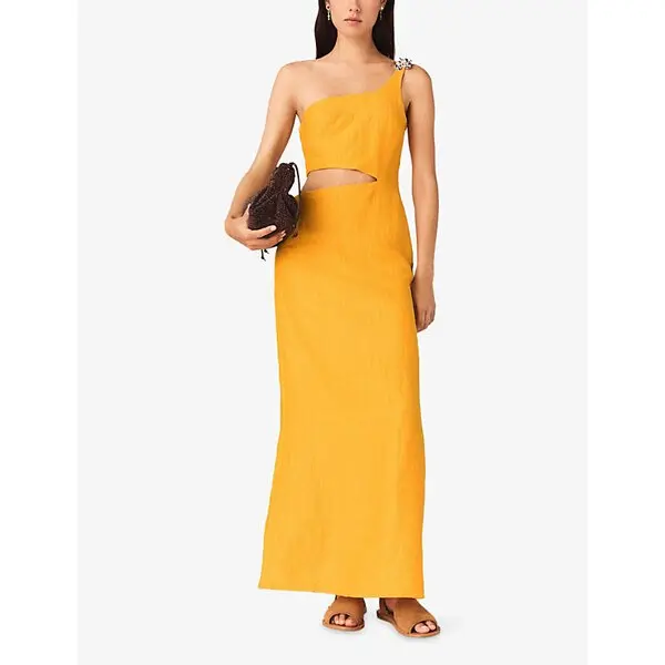 Maje Asymmetrical Cut-out Maxi Dress