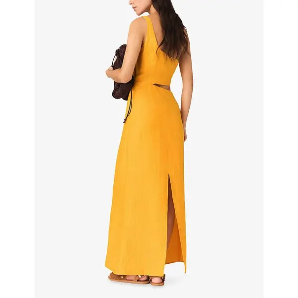 Maje Asymmetrical Cut-out Maxi Dress