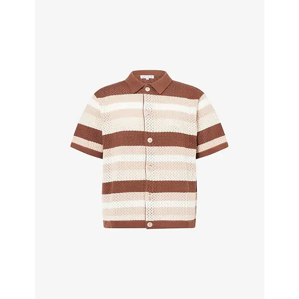 BELIER Como Striped Crochet-knit Cotton Shirt
