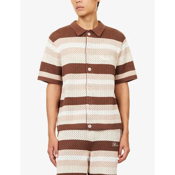 BELIER Como Striped Crochet-knit Cotton Shirt