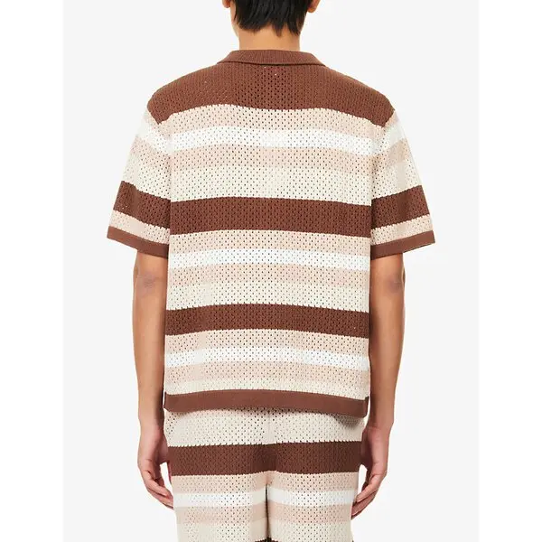 BELIER Como Striped Crochet-knit Cotton Shirt