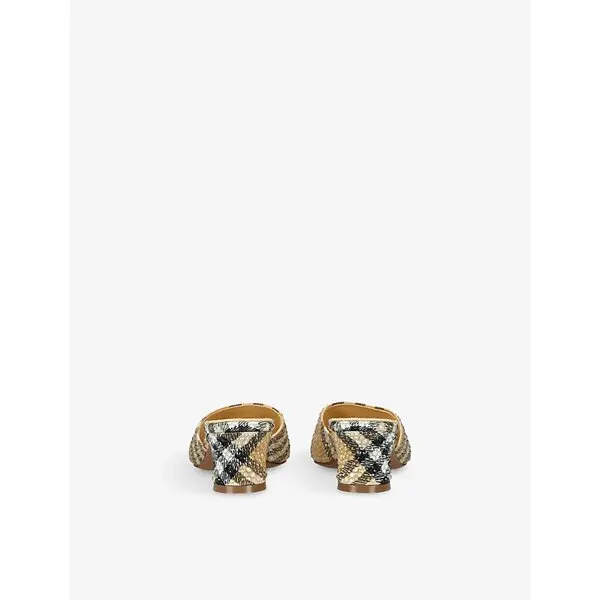 Burberry Rhinestone Embellished Checked Woven Mules