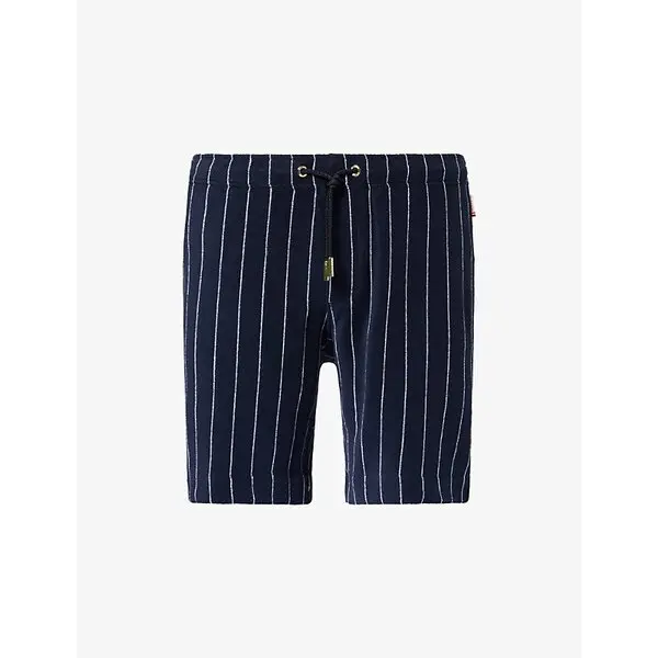 Orlebar Brown Trevone Striped Cotton Towelling Shorts - Night Iris/white Sand