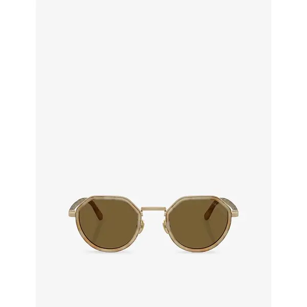 Giorgio Armani Round-frame Acetate And Metal Sunglasses - Brown
