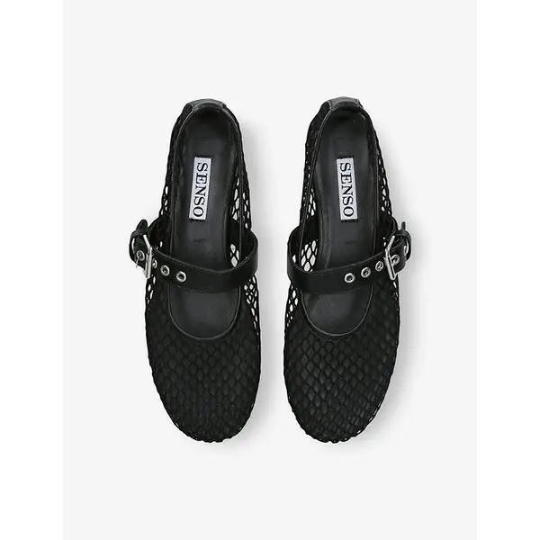 Senso Carina Woven Ballet Flats With Mary Jane Strap - Black