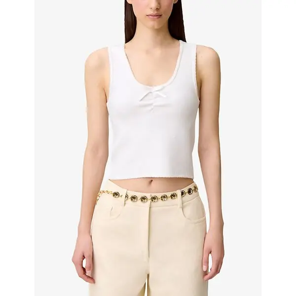 Claudie Pierlot Bow-embroidered Knitted Tank Top