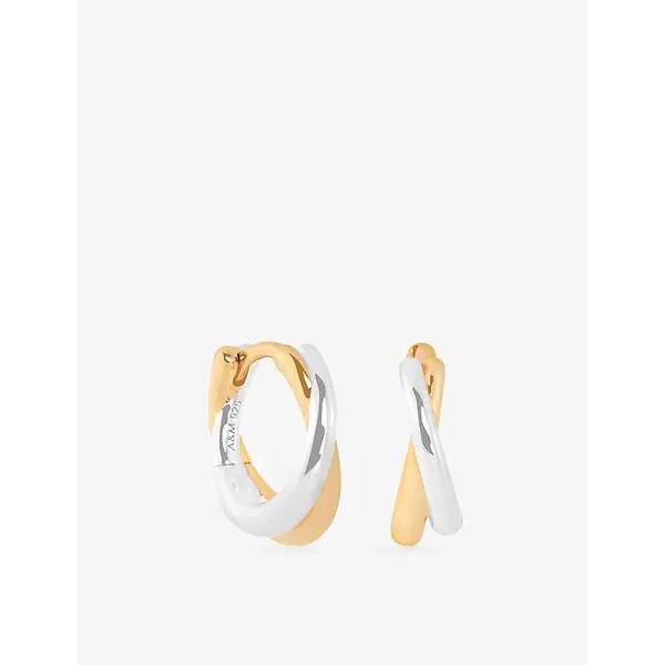 ASTRID & MIYU Illusion Twist Huggie Earrings In 18ct Yellow Gold And Rhodium-plated Sterling Silver - 18ct Gold & Rhodium