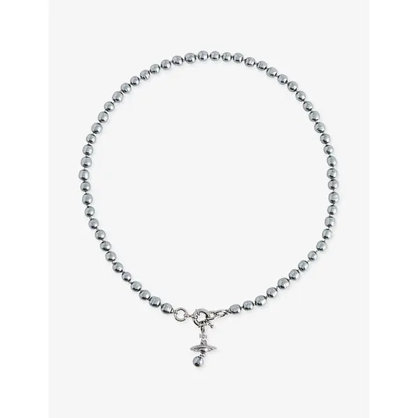 VIVIENNE WESTWOOD Aleksa Brass Necklace - Ruthen Drk Gry Blk Dia