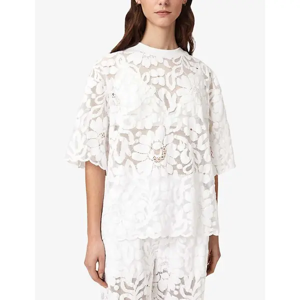 ALLSAINTS Amelie Lace Relaxed-fit T-shirt