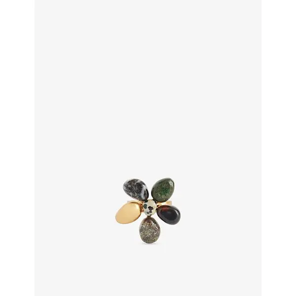 Zimmermann 16ct Gold-plated Brass Ring With Floral Stones - Gold Multi