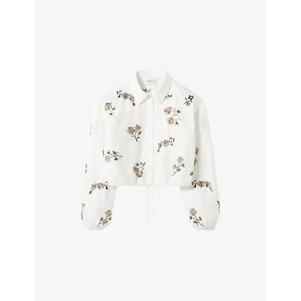 Claudie Pierlot Sequin Floral-print Cotton Shirt