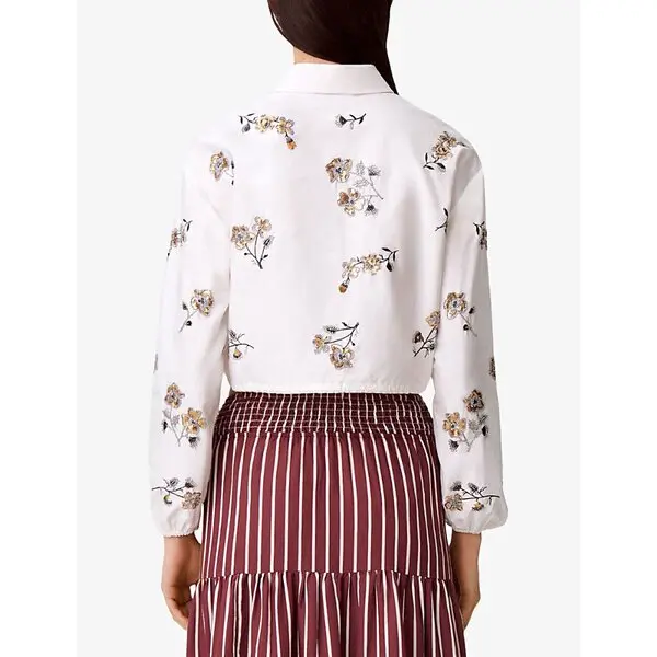 Claudie Pierlot Sequin Floral-print Cotton Shirt