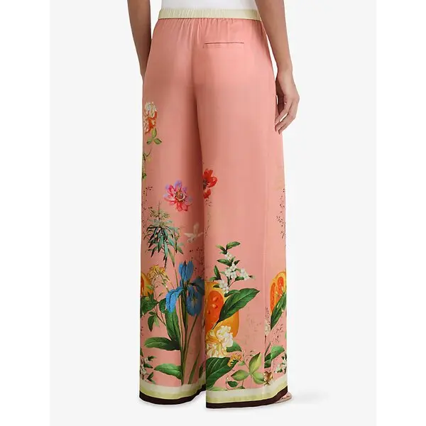 REISS Milos Tropical-print Wide-leg Woven Trousers