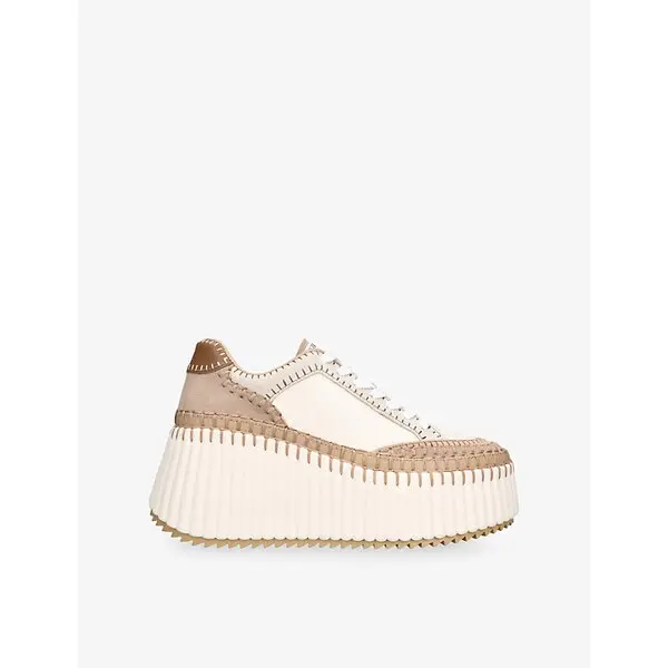 Chloé Leather And Suede Paneled Wedge Trainers