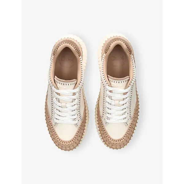 Chloé Leather And Suede Paneled Wedge Trainers
