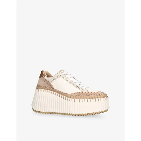 Chloé Leather And Suede Paneled Wedge Trainers