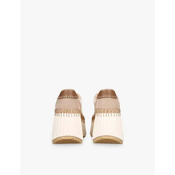 Chloé Leather And Suede Paneled Wedge Trainers