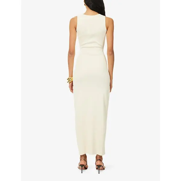 hardware detail cut-out maxi dress Julitta Hardware Detail Cut-Out Maxi Dress in Olive Green