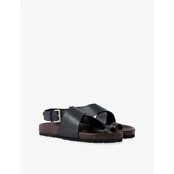 Soeur Leather Crossover Sandals - Noir