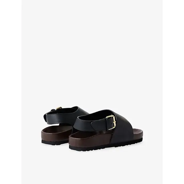 Soeur Leather Crossover Sandals - Noir
