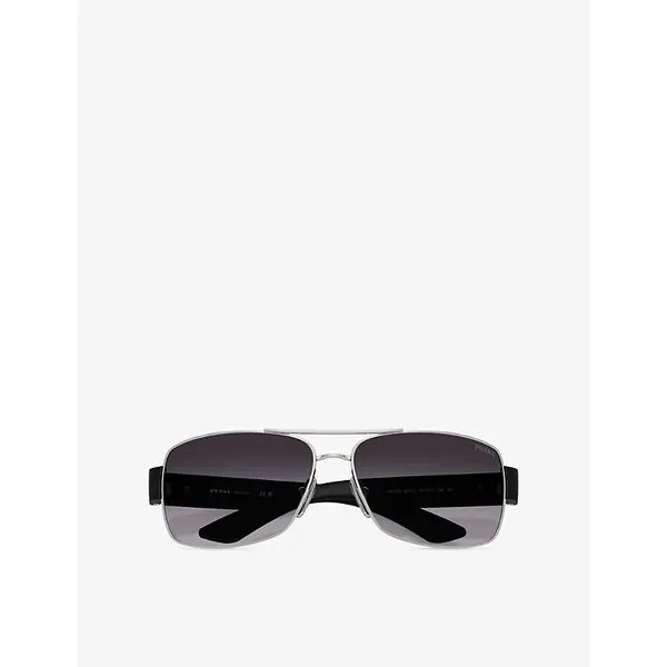 Prada Rectangular-frame Metal Sunglasses - Silver