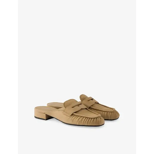 Prada Ruched Suede Mules